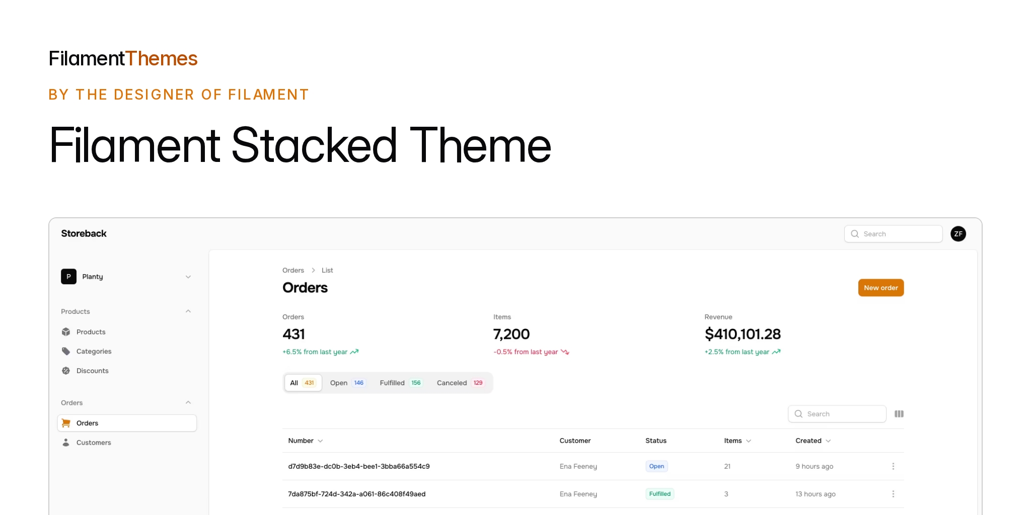 Filament Stacked Theme